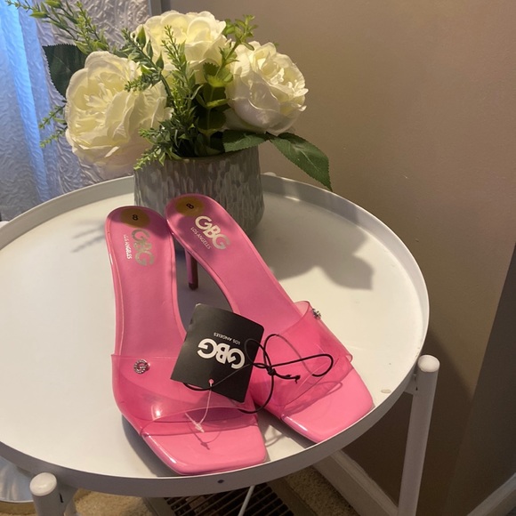 GBG Los Angeles | Shoes | Barbie Pink Heeled Mule Sandals With Diamond ...